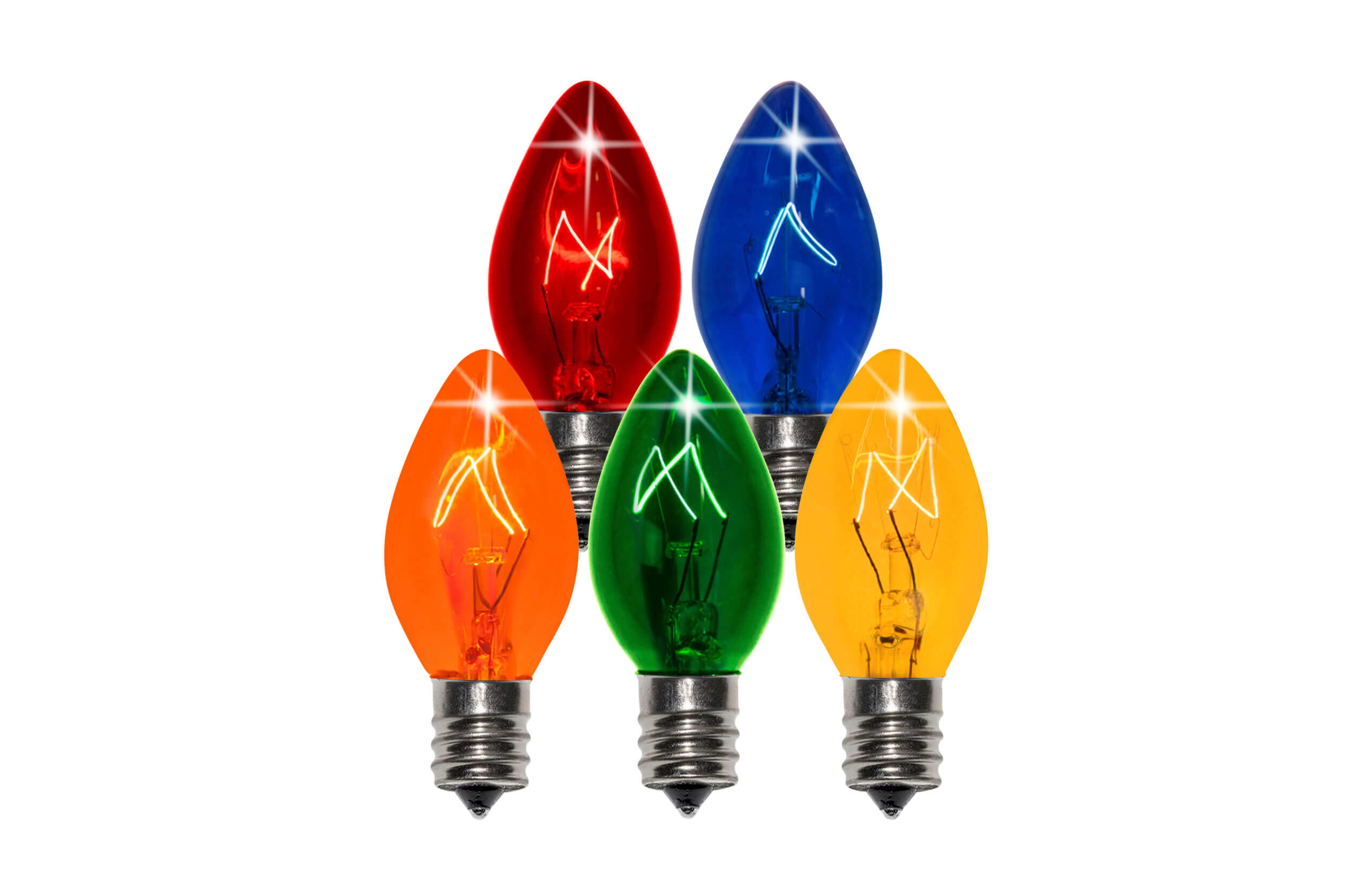 C7 Incandescent Transparent Multi-Colored Bulbs