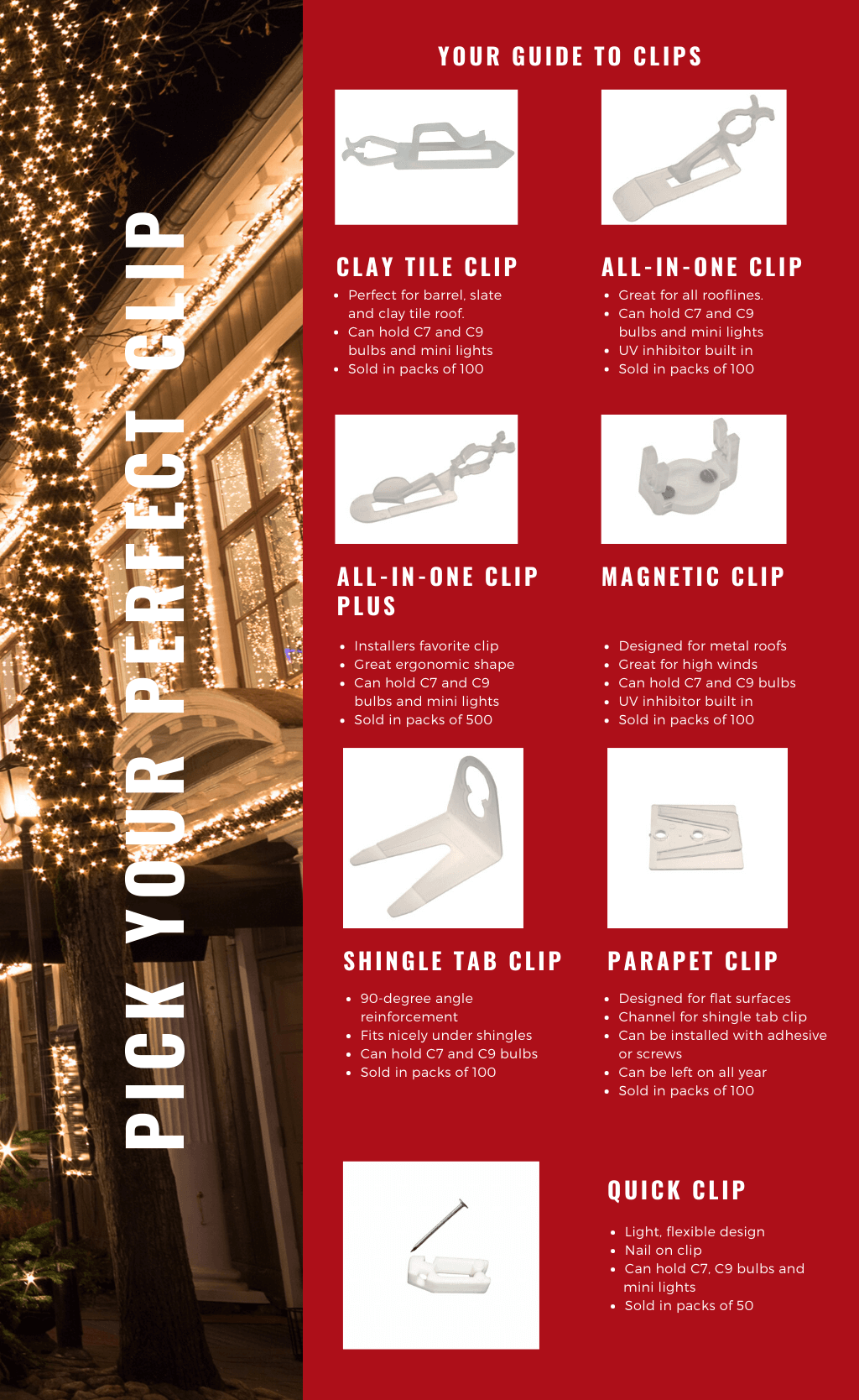 Commercial Light Clips | Holiday Lighting Clips | Creative Displays