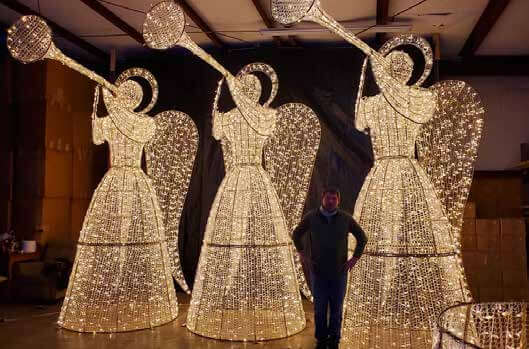 8' 3D Trumpeting Angels Holiday Light Display- Creative Displays
